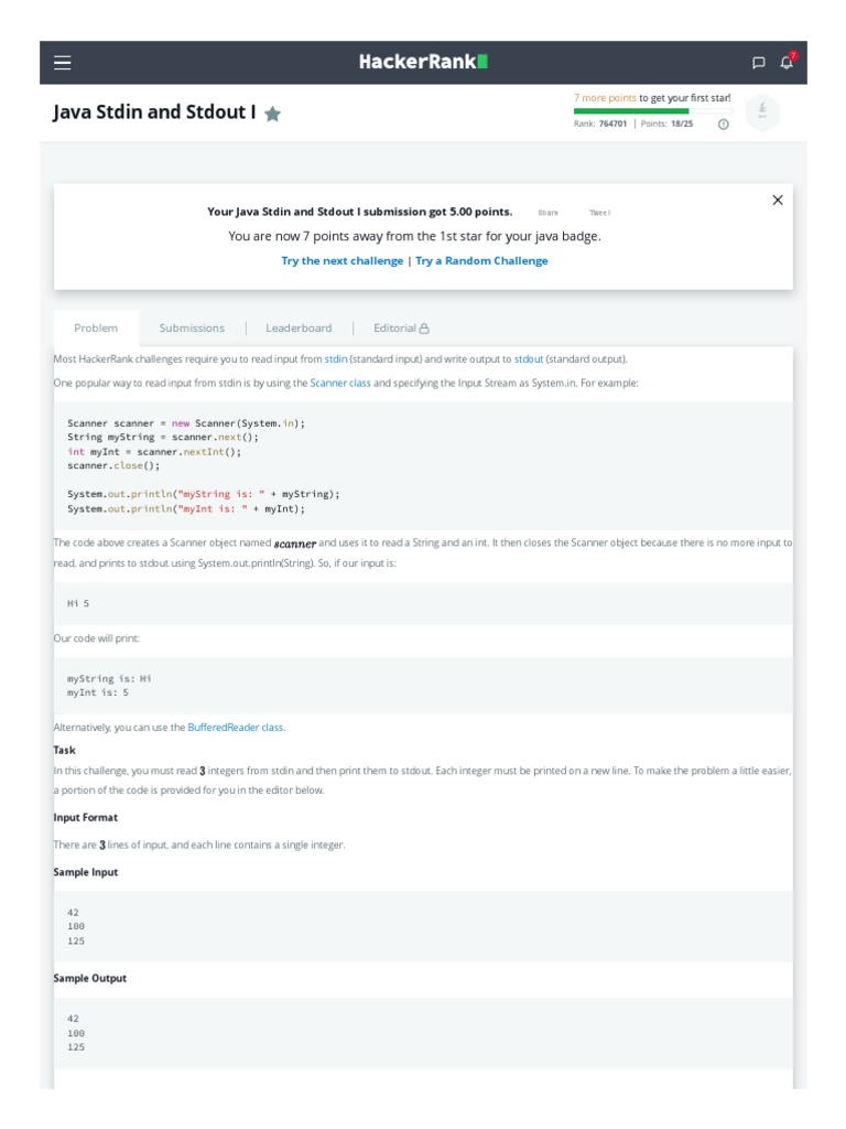 Java Stdin And Stdout I Hackerrank Pdf Computer Programming