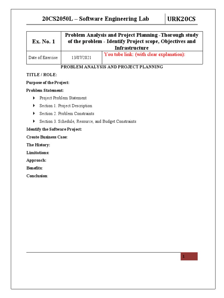 Problem Analysis and Project Planning Record | PDF