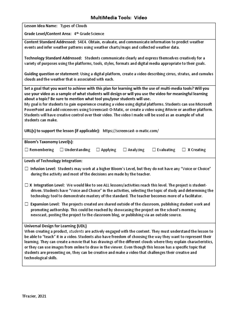 m11 Multimedia Video Lesson Idea Template 2021 | PDF | Multimedia ...
