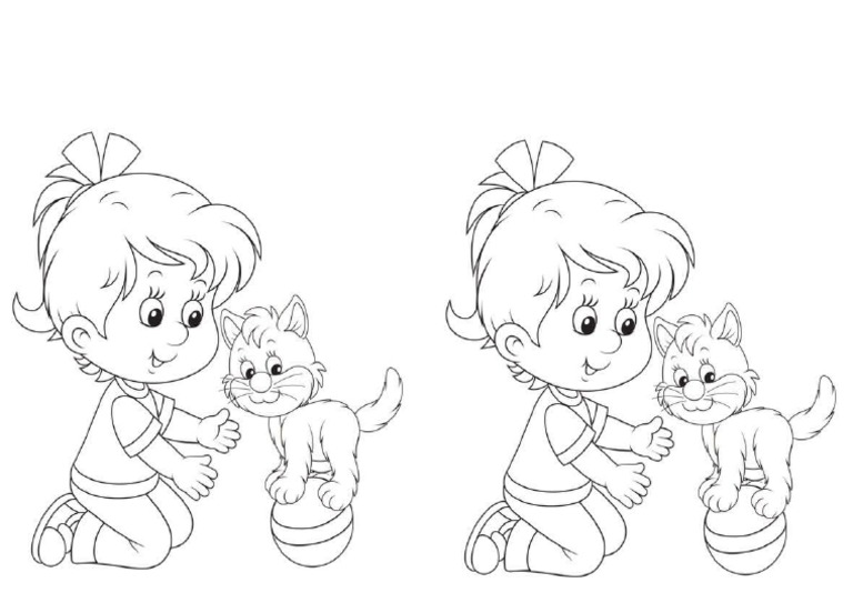 Fetita Si Pisica - Plansa de Colorat | PDF