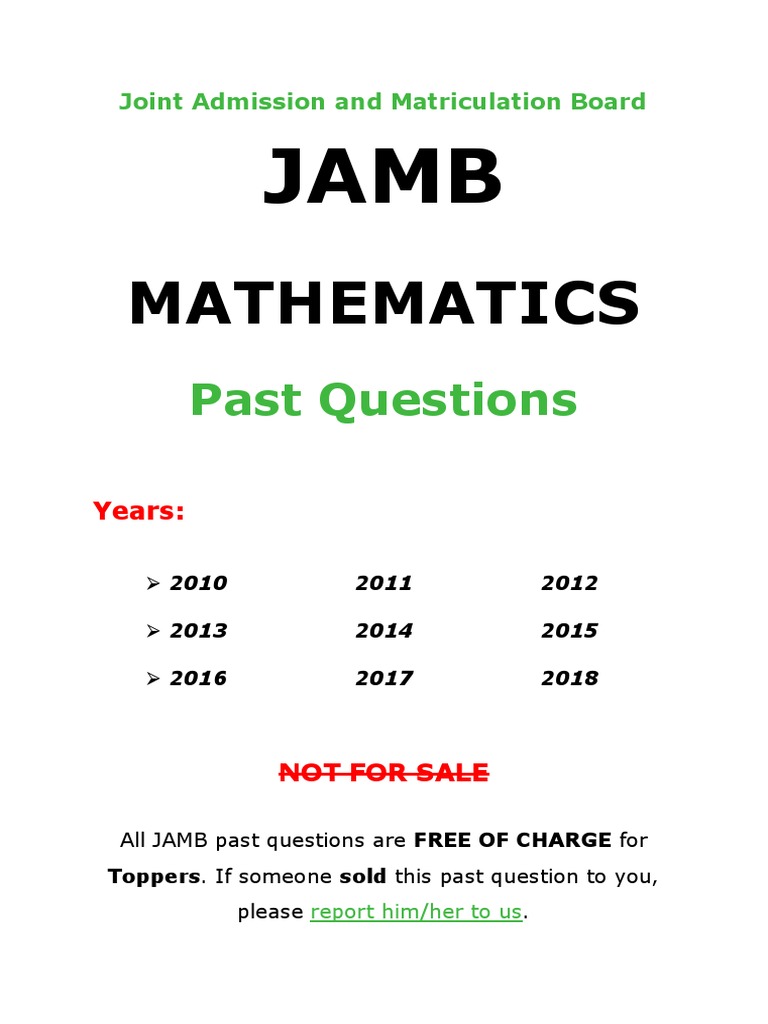 Jamb Mathematics Past Questions | Download Free PDF | Circle | Area