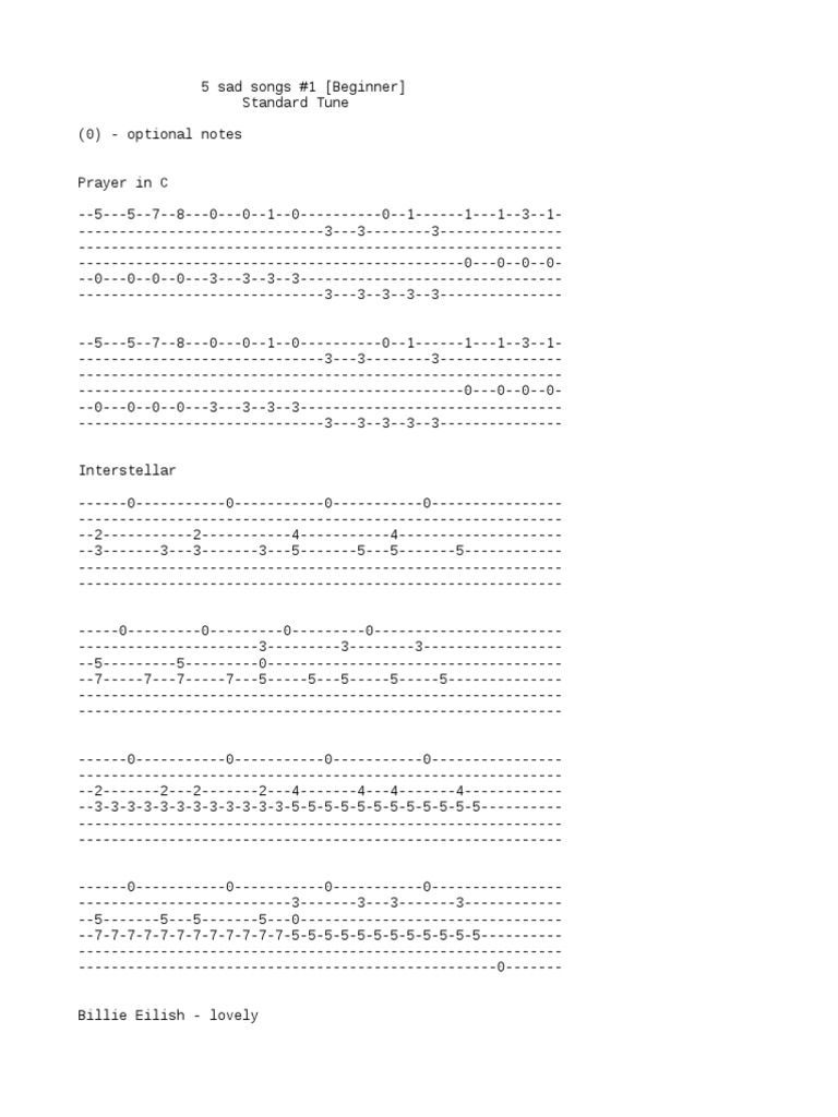 5 Sad Songs #1 (TABS) | PDF | Guitar Family Instruments | Celtic ...