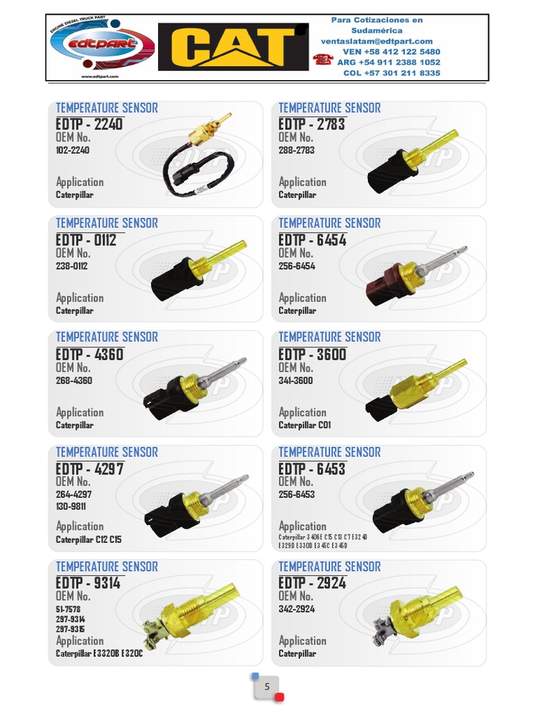 Caterpillar Temperature Sensor OEM Numbers | PDF