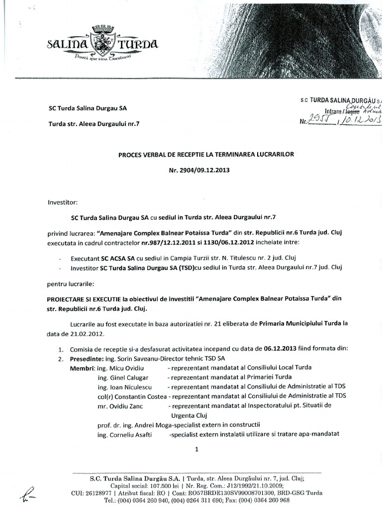 Proces Verbal de Receptie La Terminarea Lucrarilor | PDF