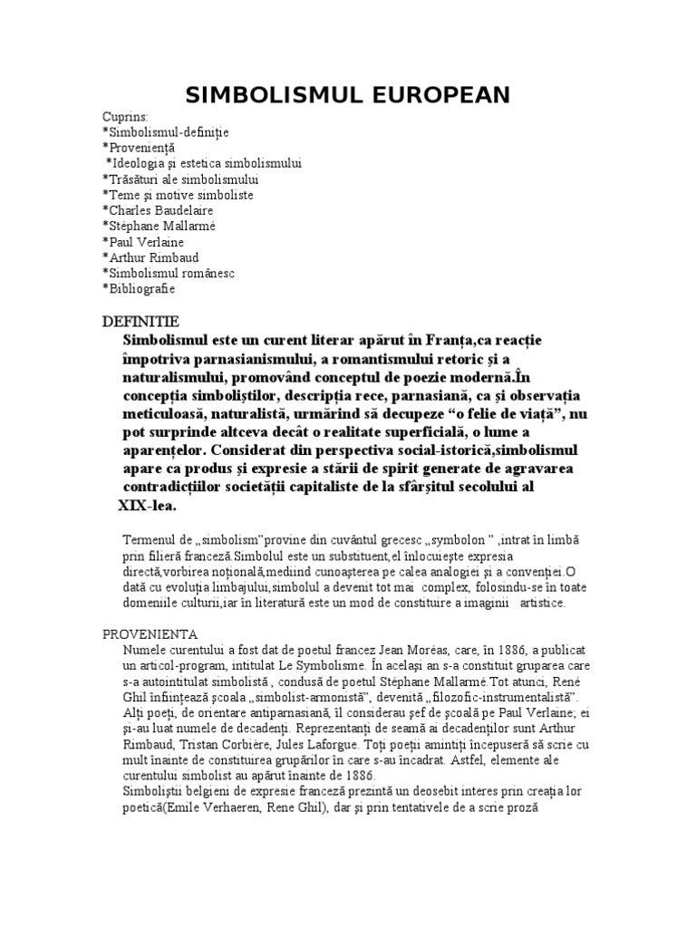 Simbolismul European | PDF