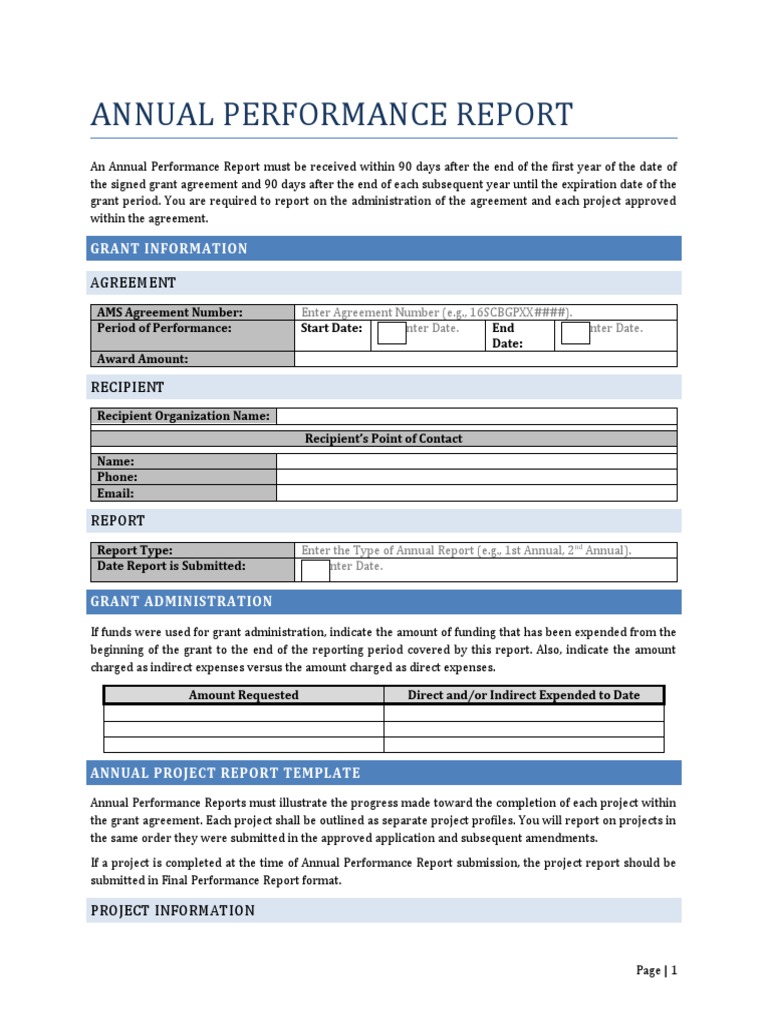 Performance Report - Annual - Template | PDF | Budget | Government