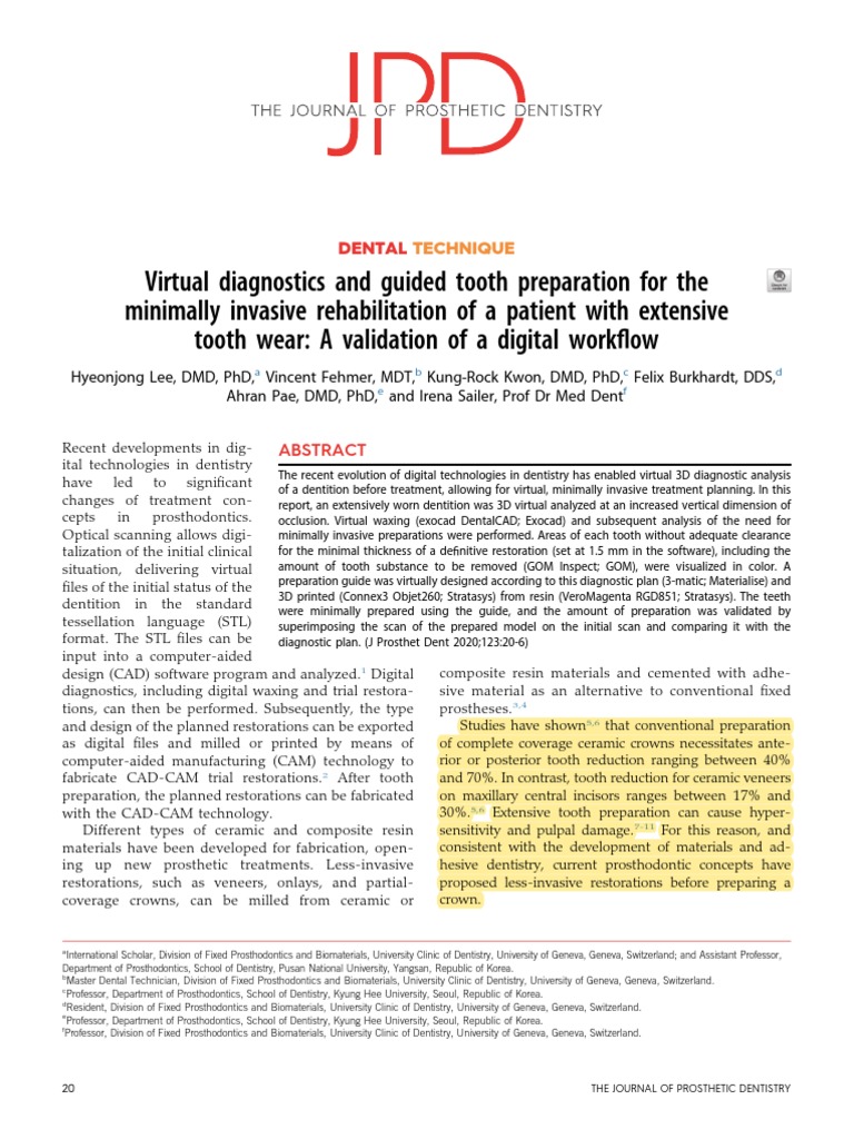 Virtual Diagnostics and Guided Tooth Preparation For The Minimally ...