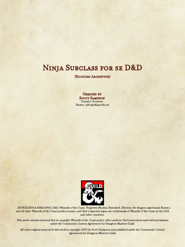 Ninja Subclass For 5e D&D | PDF | Ninja | Dungeons & Dragons