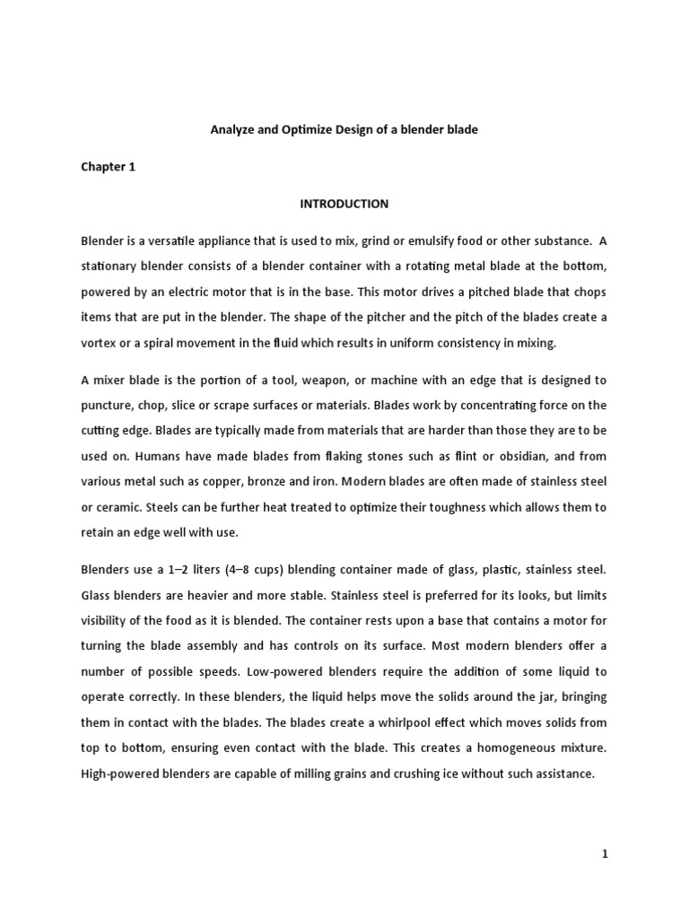 Analyze and Optimize Design of A Blender Blade | PDF | Blender ...