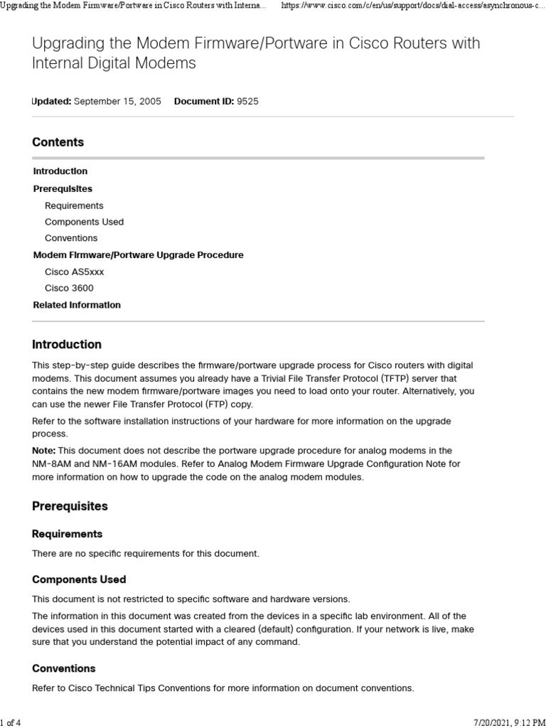 Upgrading The Modem Firmware - Portware in Cisco Routers With Internal ...