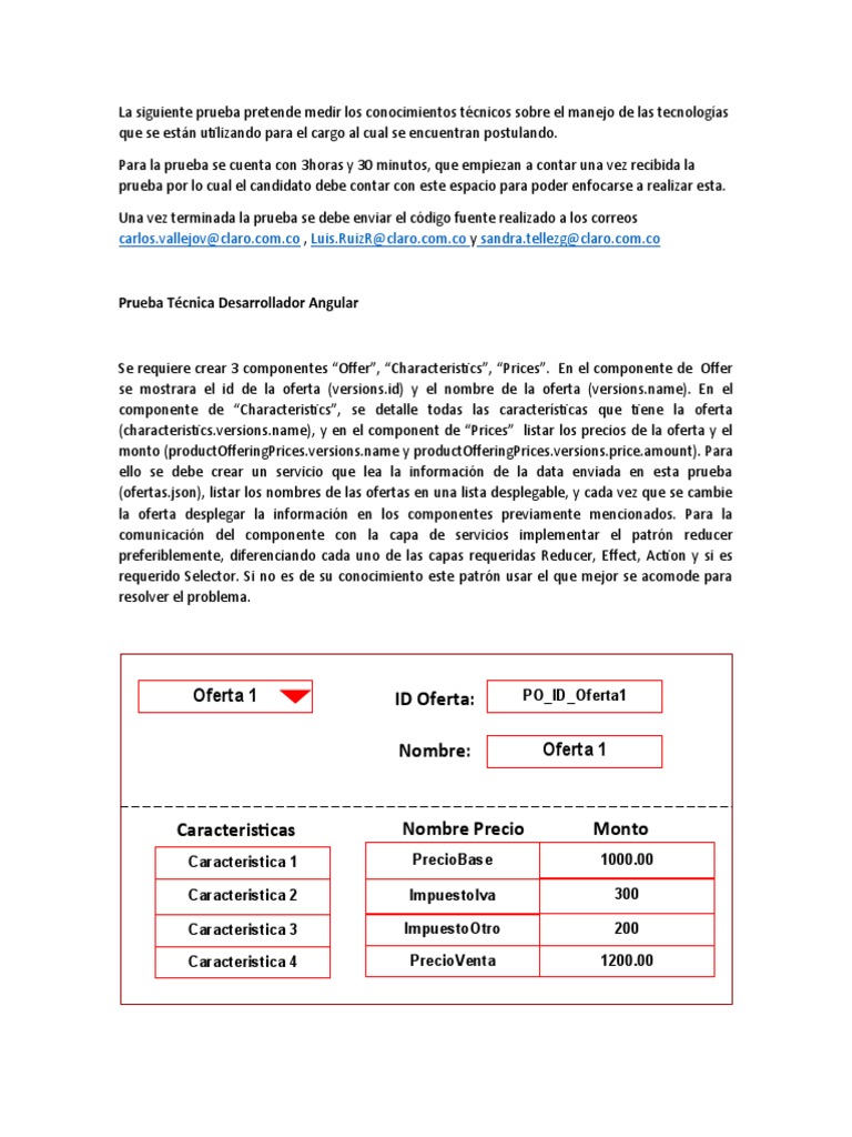 Prueba Tecnica Desarrollador Angular | PDF