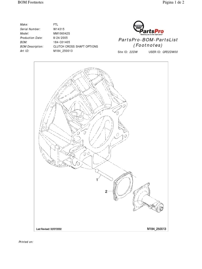 Clutch Cross Shaft Options for MM106042S | PDF | Technology & Engineering