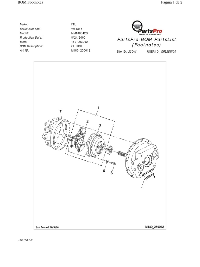 BOM Parts List for Clutch Assembly | PDF