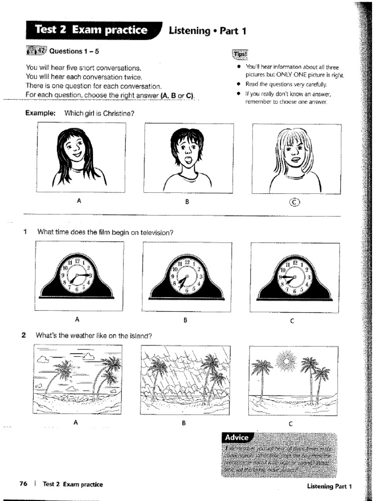 Listening Practice Ket Test 2 | PDF