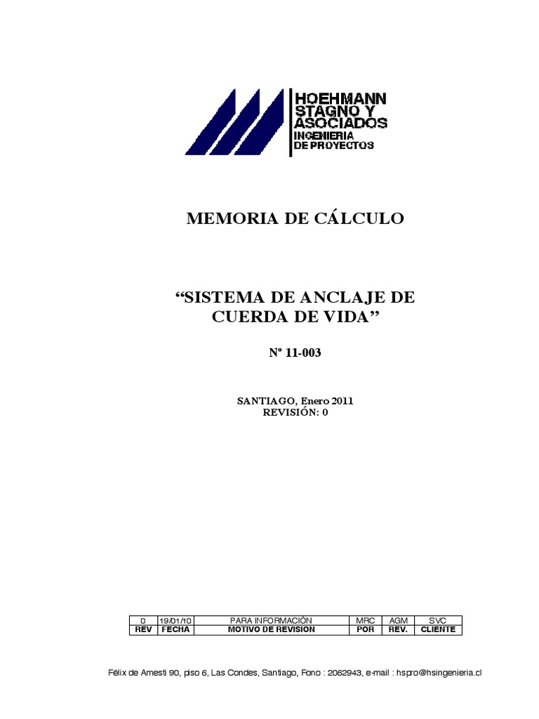 Memoria de Calculo Linea de Vida | PDF | Mecánica | Física Aplicada e ... Memoria de Calculo Linea de Vida | PDF | Mecánica | Física Aplicada e ...