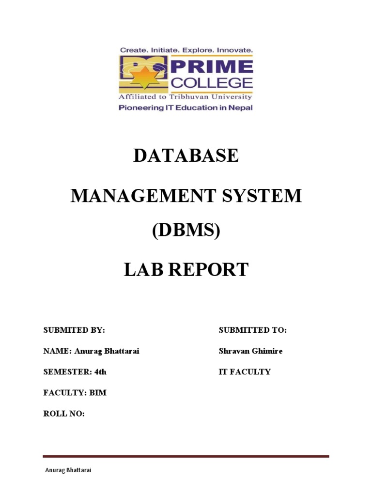 Database Management System (DBMS) Lab Report | Download Free PDF | Databases | Information ...