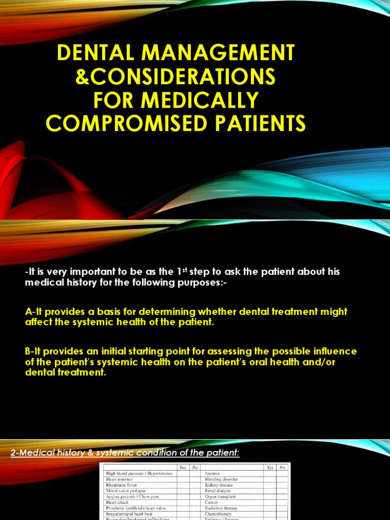 Dental Management of Medically Compromised Patients | PDF | Heart ...
