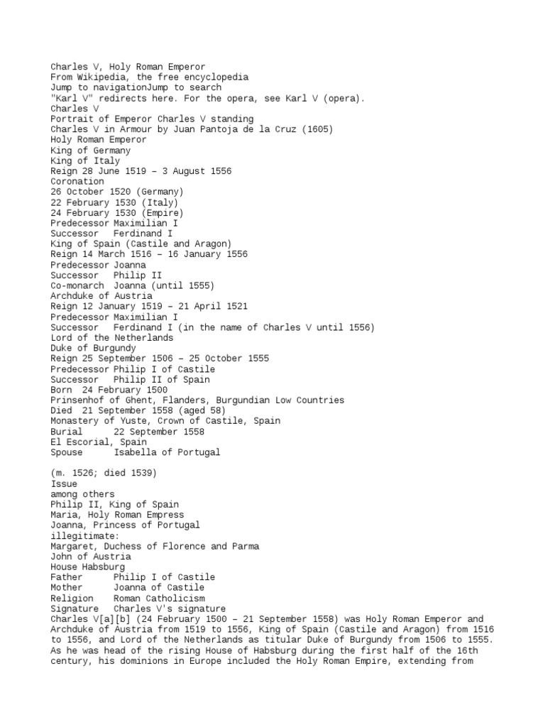 Charles V | PDF | Holy Roman Empire | House Of Habsburg