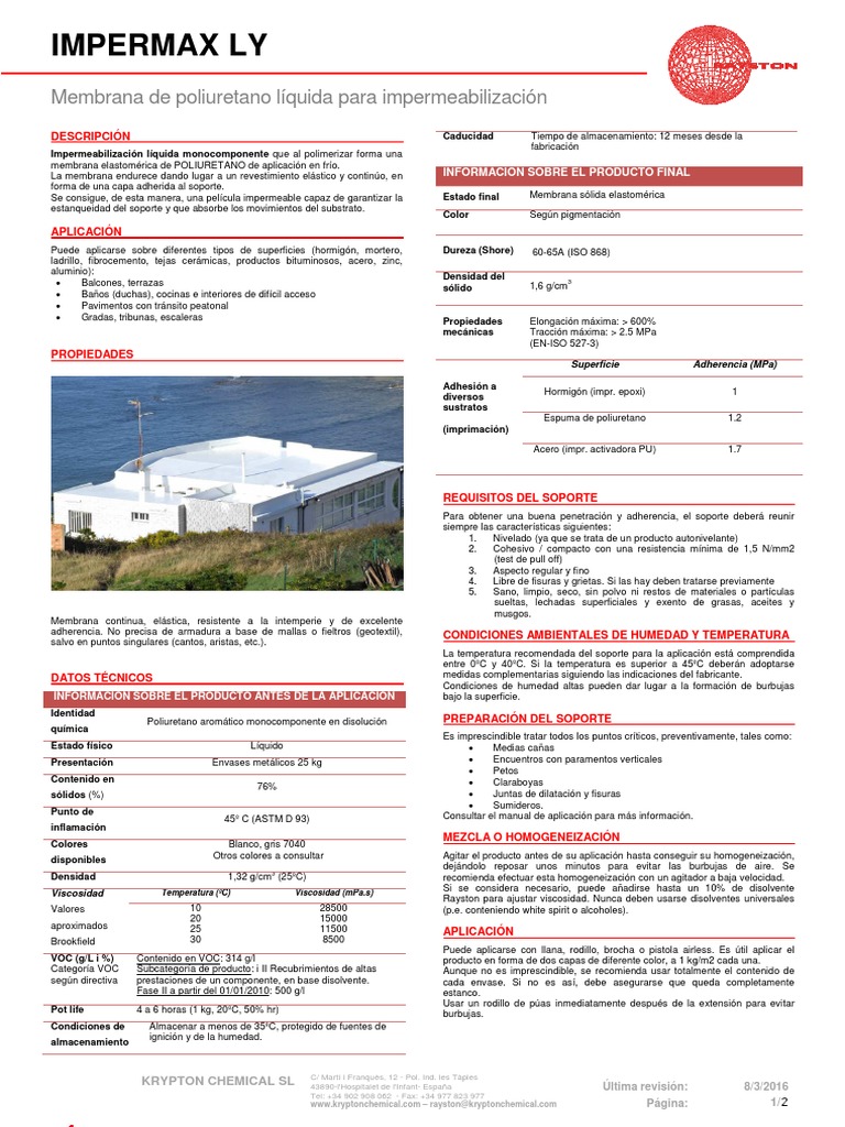Ficha Técnica - Impermax-LY | PDF | Solvente | Poliuretano