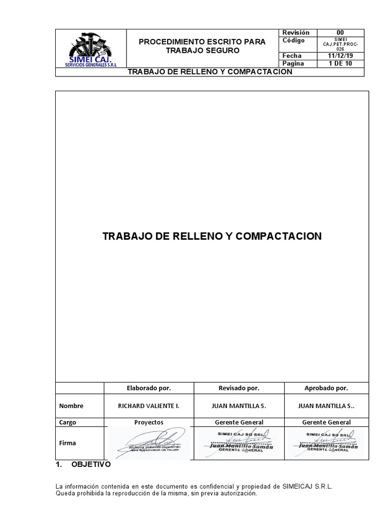 Procd Tbjo Seg de Relleno y Compactacion | PDF | Science | Ciencia y ...