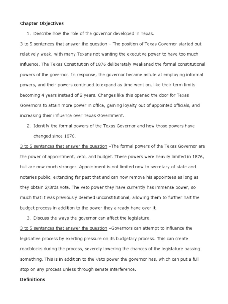 Evolution of Texas Governor's Powers | PDF