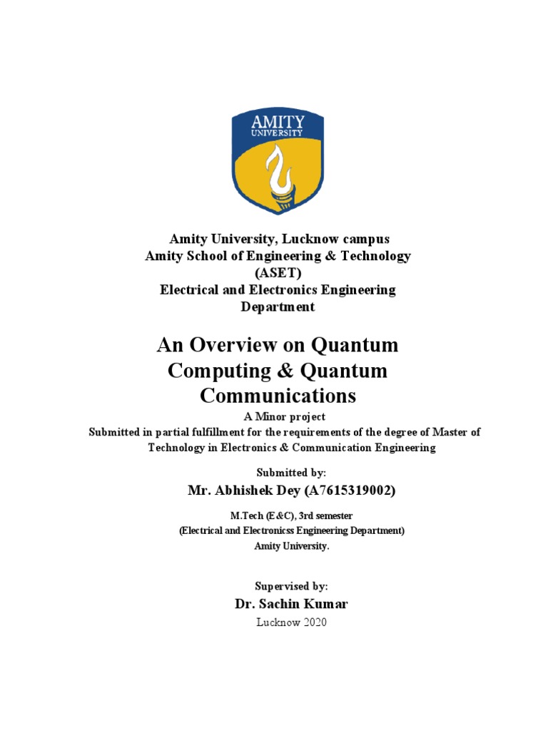 NTCC Minor Project ETMN600 | PDF | Quantum Computing | Quantum Mechanics