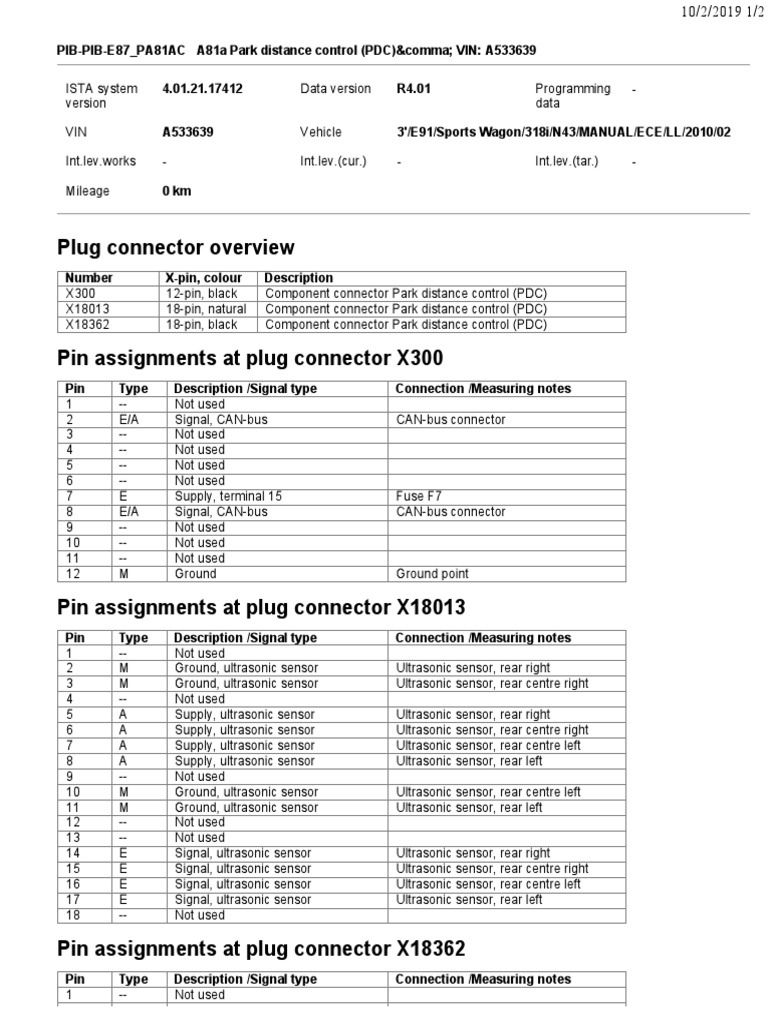 E90 PDC Pinout | PDF | Electrical Connector | Joining