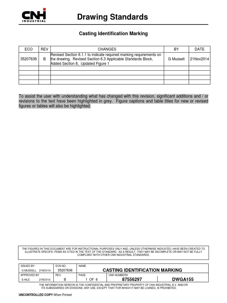 CNH Casting Identification Standards | PDF | Casting | Foundry