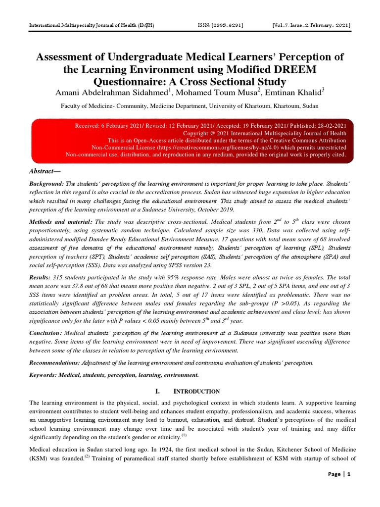 Assessment of Undergraduate Medical Learners' Perception of The ...