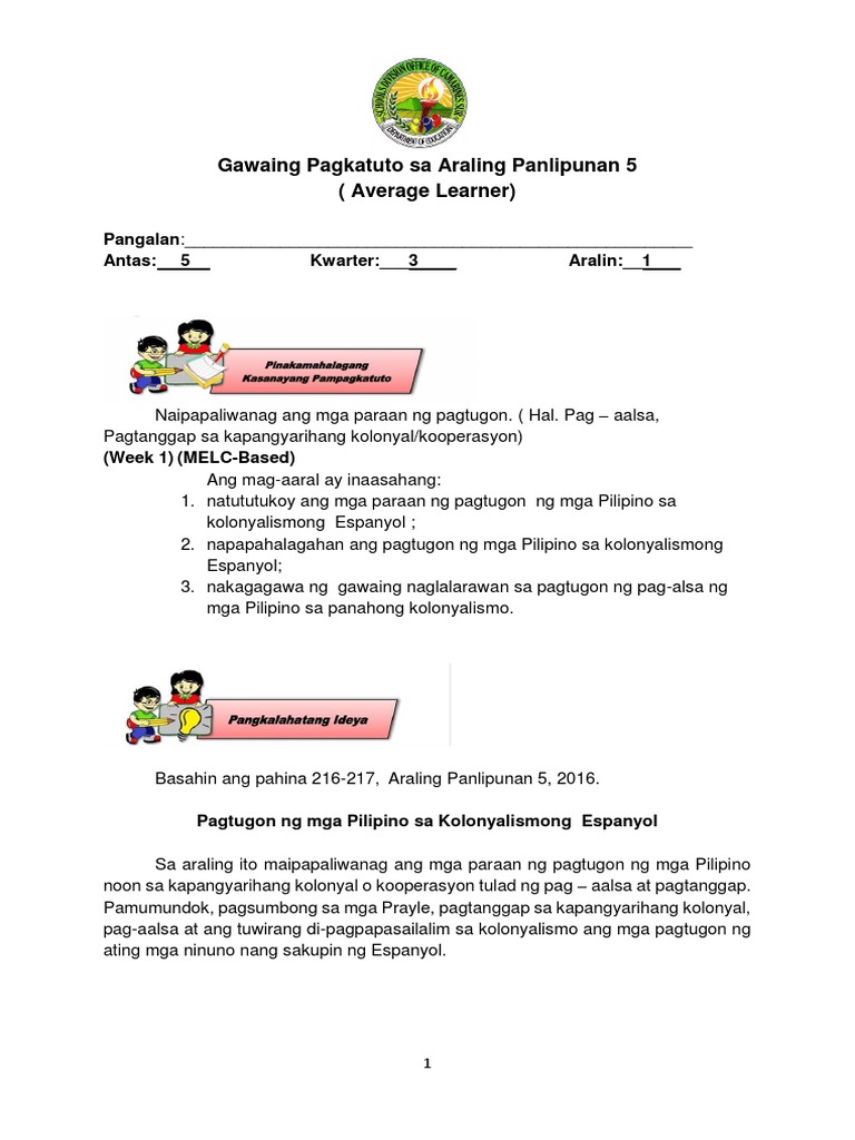 Grade 5 w1 q3 AP-Ana | PDF