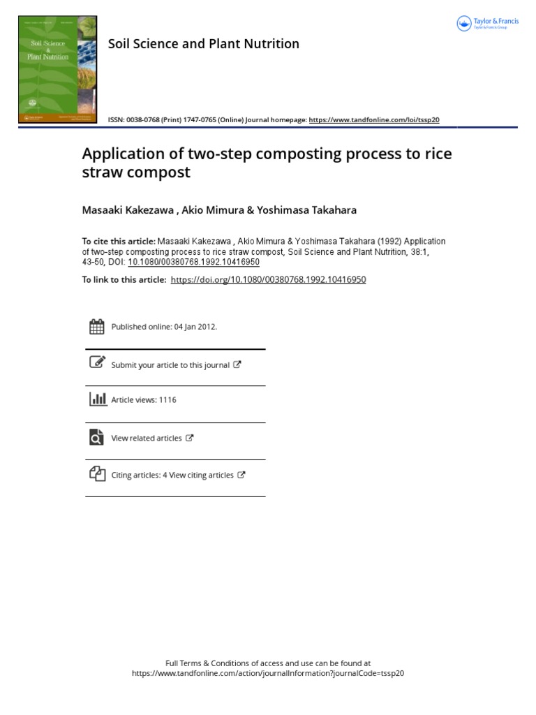 Application of Two Step Composting Process To Rice Straw Compost | PDF ...