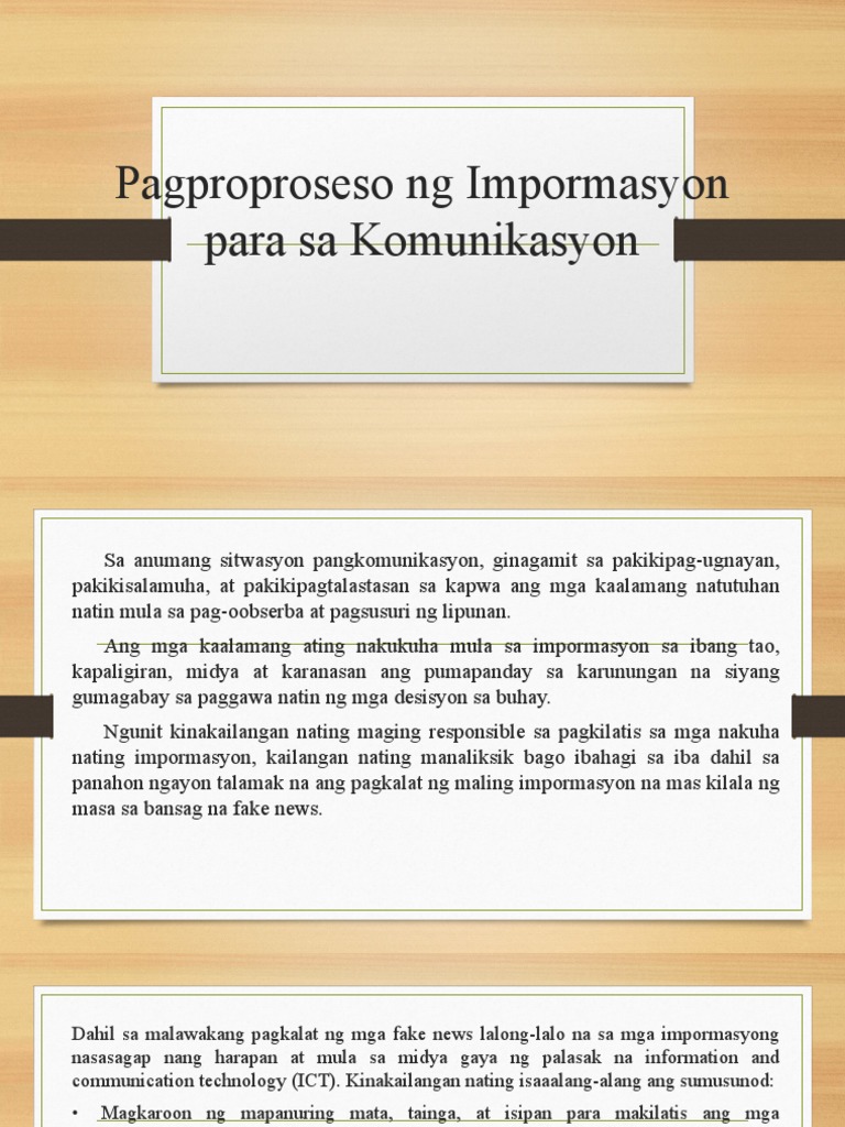 Pagproproseso NG Impormasyon para Sa Komunikasyon | PDF