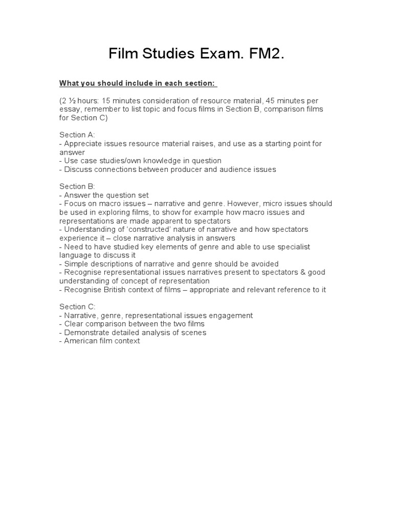 Film Studies Exam Guide | PDF | Narrative | Essays