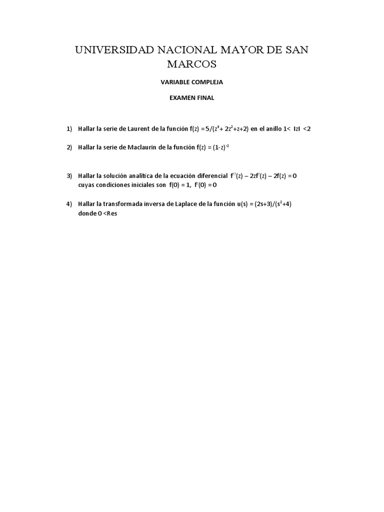 UNMSM Variable Compleja Examen 02-02-21 | PDF