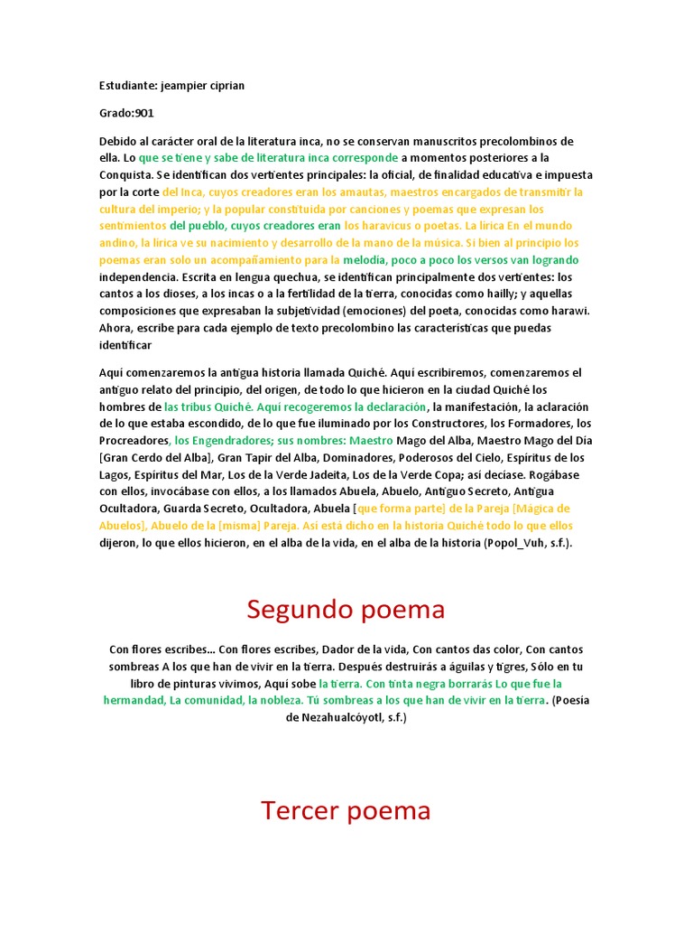 Estudiante | PDF | Imperio Inca | Poesía