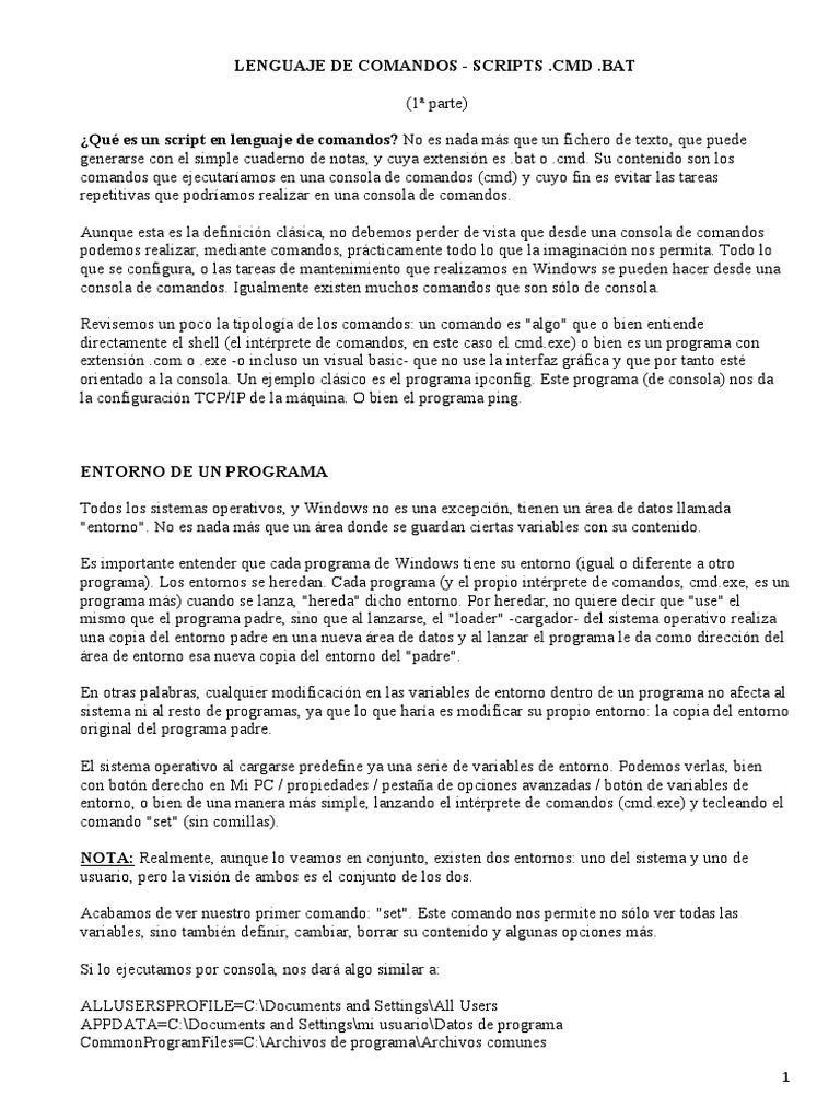 Lenguaje de Comandos - Scripts | Descargar gratis PDF | Archivo de ...