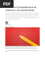 ¿Qué Tipos de Redacción Existen y Cuáles Son Sus Características | PDF | Marketing | Escritores