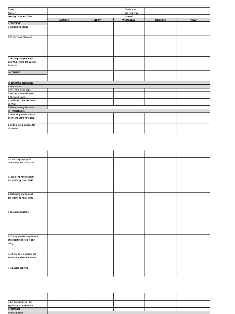 DLL Blank Form | PDF