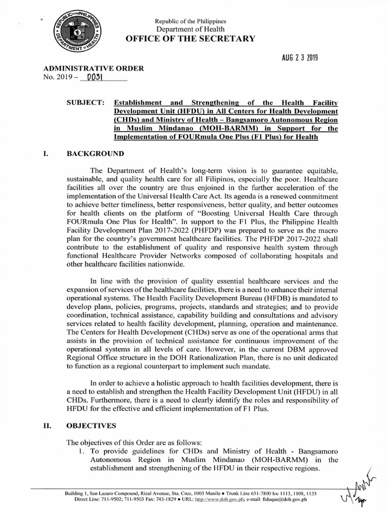 Doh Ao 2019-0031 | PDF | Health Care | Health Sciences