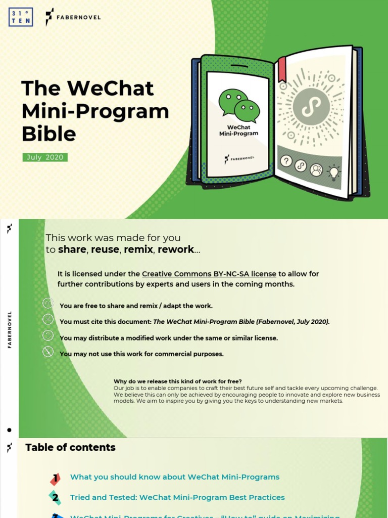 Fabernovel X 31ten - WeChat Mini-Program Bible 2020 | PDF | We Chat | Qr Code