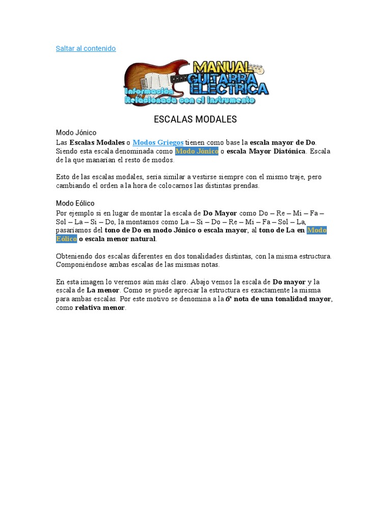 Escalas Modales: Modo Jónico | PDF | Escala (música) | Modo (música)