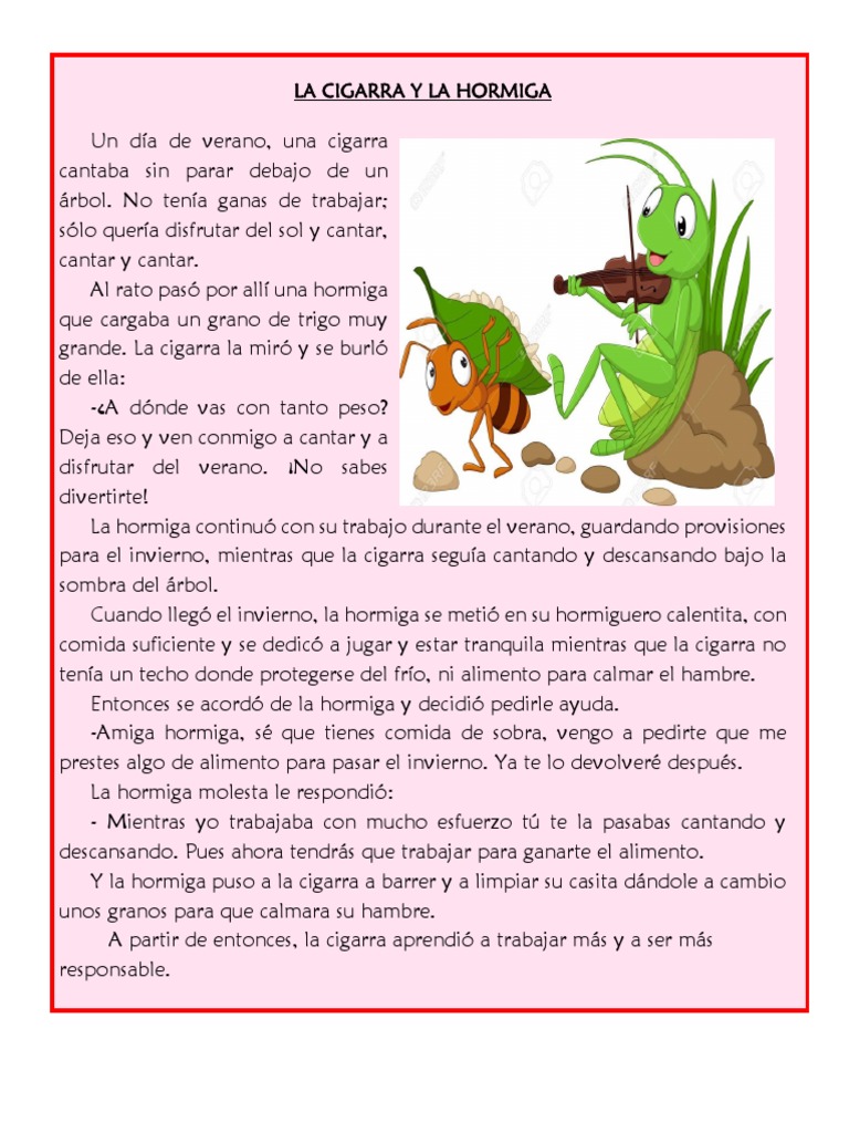 La Cigarra y La Hormiga | PDF