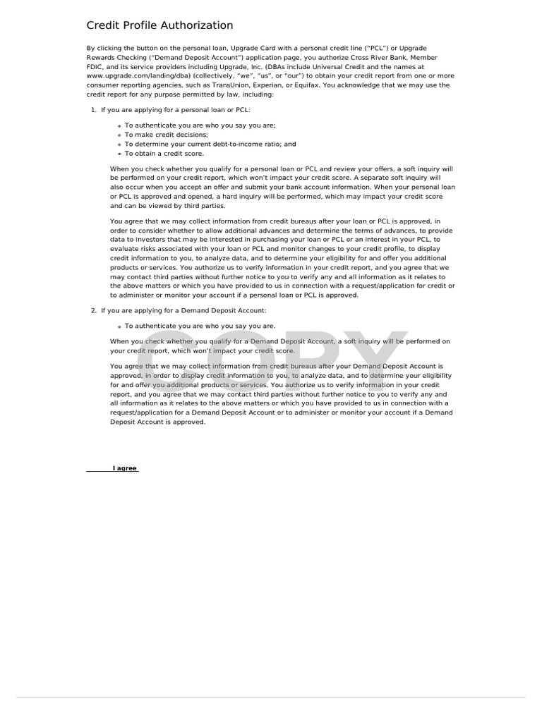 Credit Profile Authorization Agreement | PDF | Credit History | Credit ...