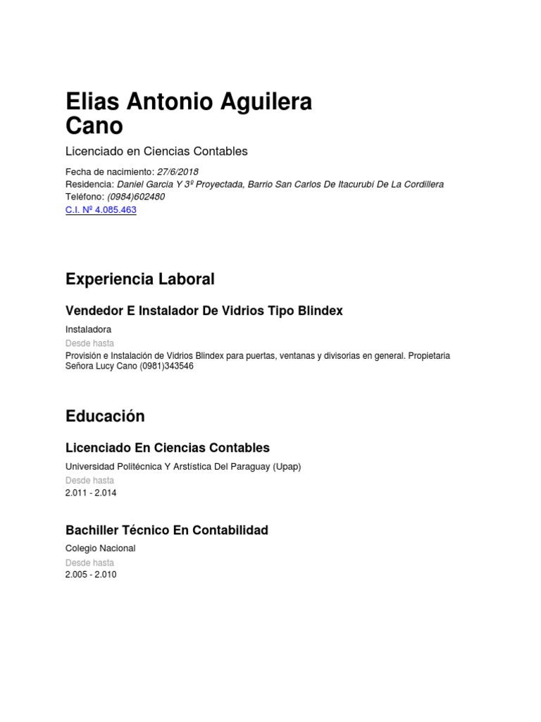 CV Elias Antonio Aguilera Cano | PDF | Derecho