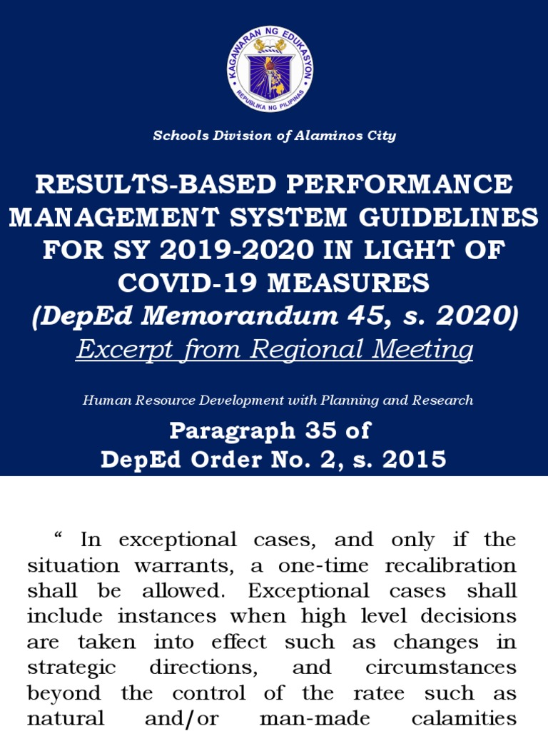 Results-Based Performance Management System Guidelines For Sy 2019-2020 ...