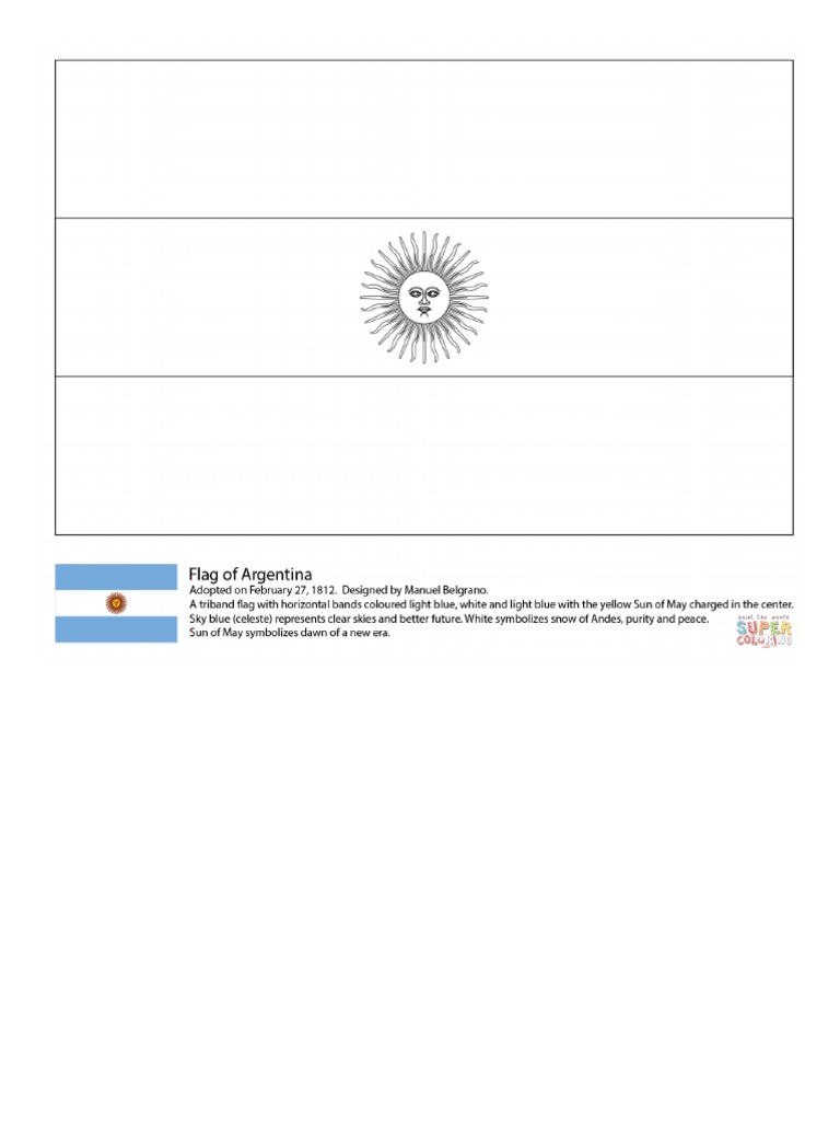 Dibujo de Bandera de Argentina para Colorear - Dibujos para Colorear ...
