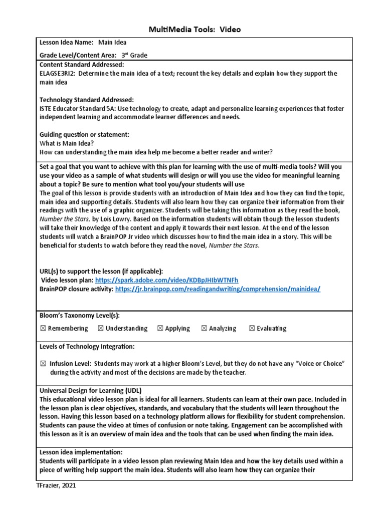 Deegan Allyson m11 Multimedia Video Lesson Idea Template 2021 | PDF ...