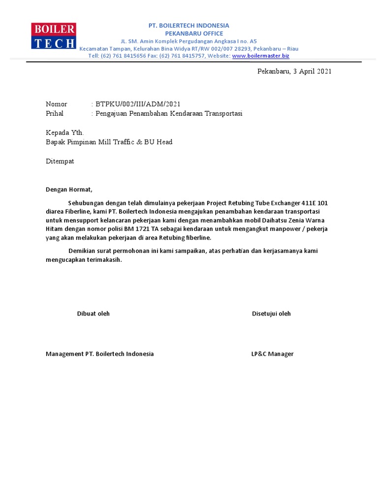 Surat Permohonan Gate Pass | PDF