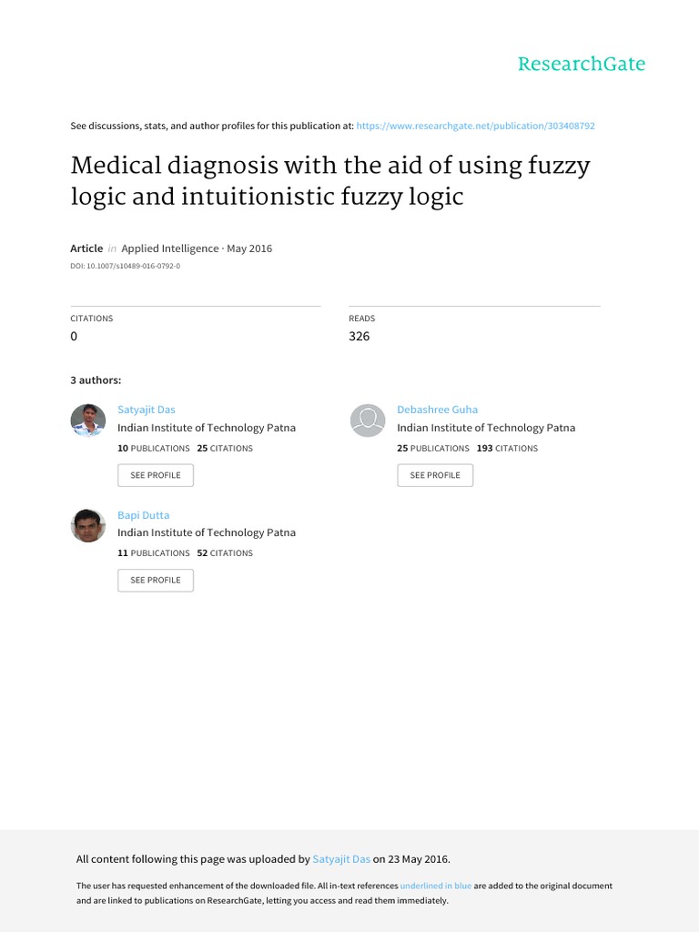 2016 Medical Diagnosis With The Aid of Using Fuzzy Logic | PDF | Fuzzy ...