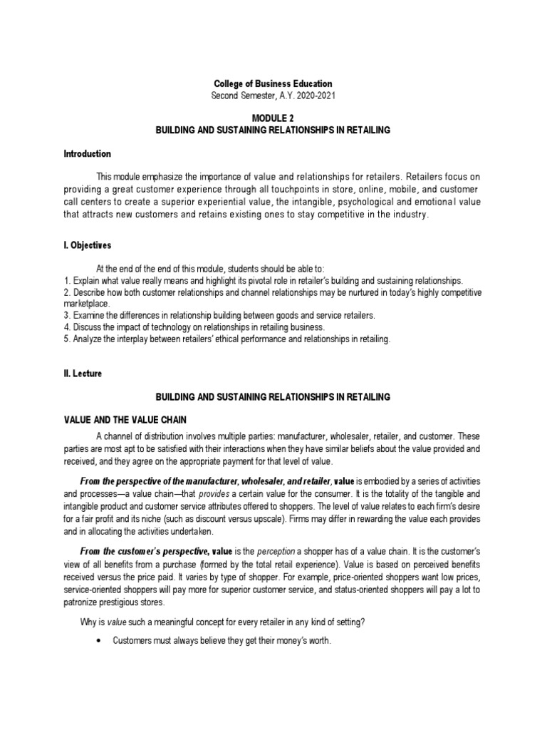 Building and Sustaining Relationships in Retailing | PDF | Customer ...